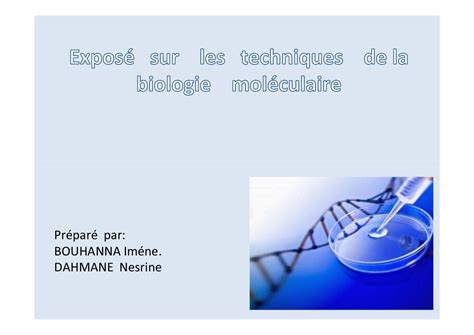 Techniques De Biologie Moleculaire