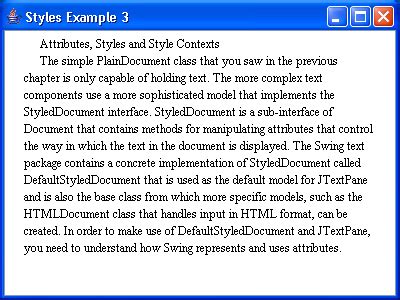 JTextPane Styles Example 1 TextPane Swing JFC Java