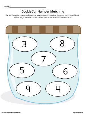 Free Cookie Jar Number Matching Worksheet In Color