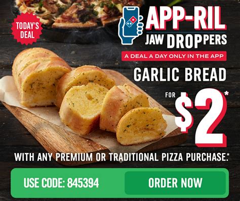 DEAL Domino S 2 Garlic Bread With Traditional Premium Pizza Via
