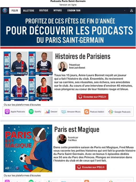 boutique officielle du psg Découvrez les podcasts du Paris Saint