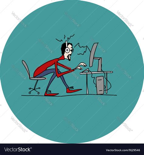 Programmer At Work Sketch For Your Design Vector Image