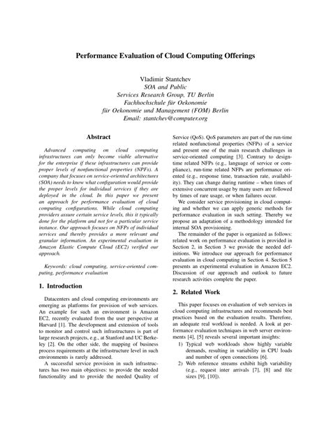 pdf performance evaluation of cloud computing offerings