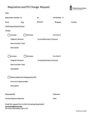 Fillable Online Requisition And PO Change Request Pdf Fax Email Print