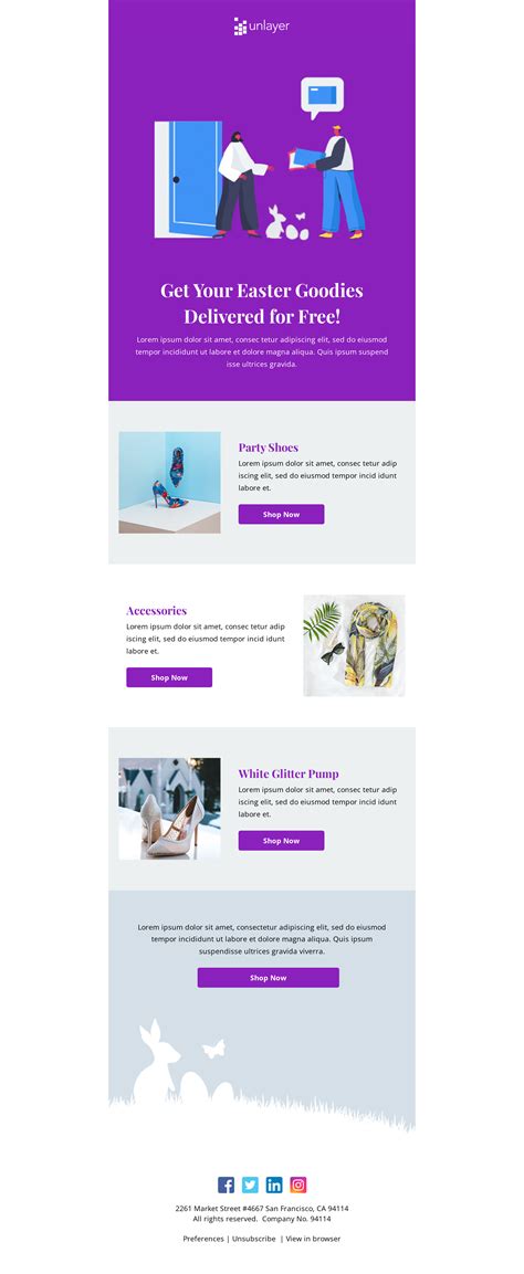 Easter Free Delivery Email Template Unlayer