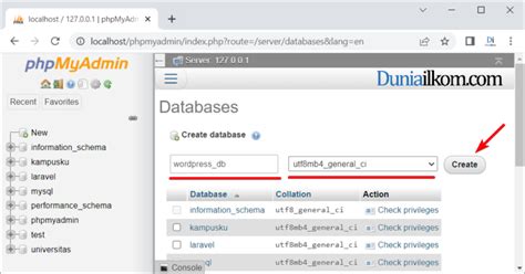Cara Membuat Database MySQL Dengan Phpmyadmin Duniailkom