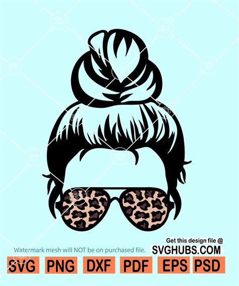 Messy Bun Leopard Print SVG Messy Bun SVG File Messy Bun Hair SVG