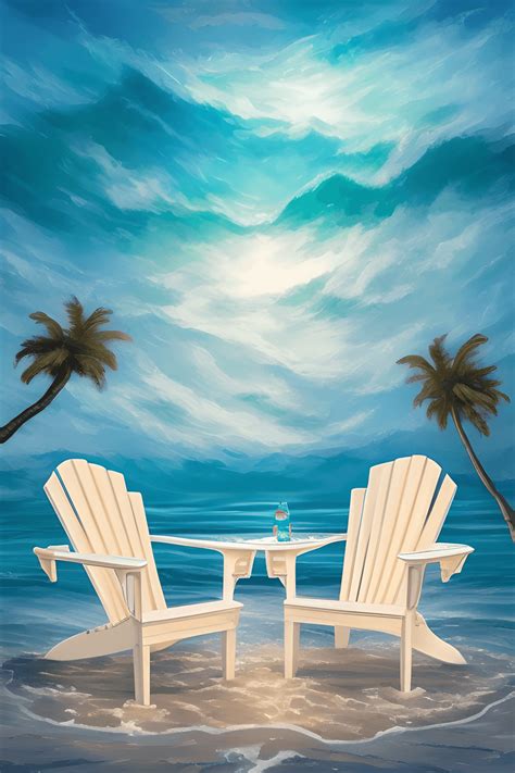 White Adirondack Chair On Beach