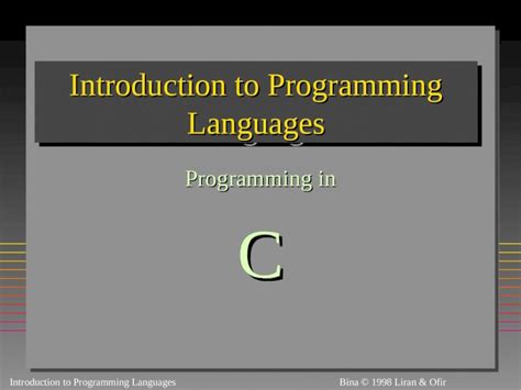 PPT Introduction To Programming Languages S1 3 1Bina 1998 Liran
