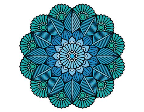 Dibujo De Mandala De Colores Azules Pintado Por En Dibujos Net El D A