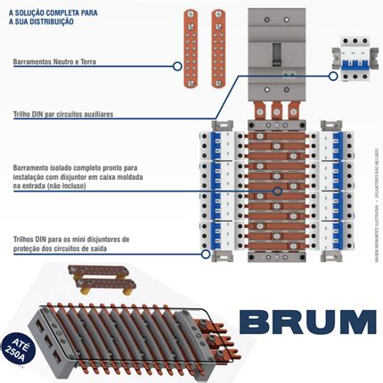 Kit Barramento Trif Sico Volt Plus Disjuntores Din A B T
