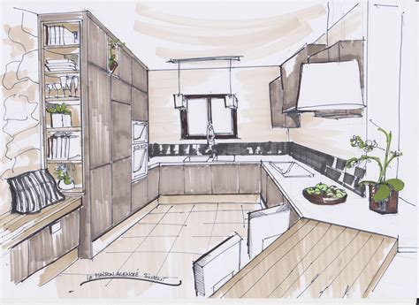 Croquis Cuisine Architecte Interieur Maison Dessin Maison