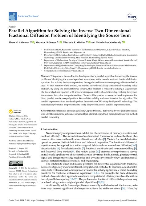 pdf parallel algorithm for solving the inverse two dimensional fractional diffusion problem of