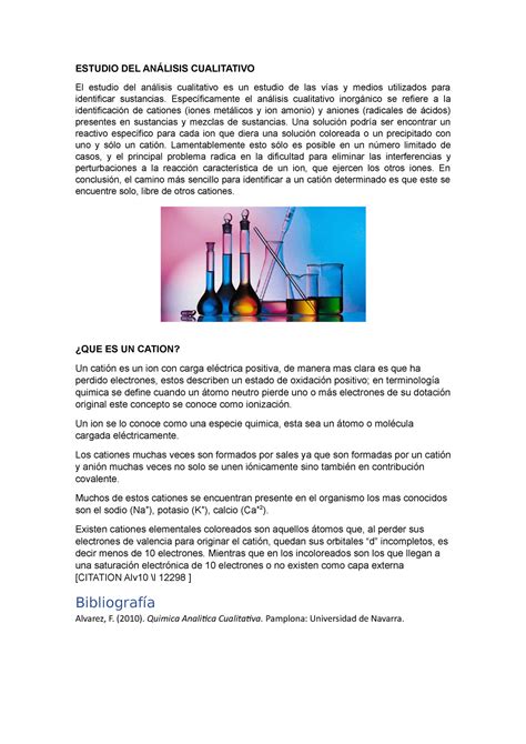 Estudio DEL Cationes ESTUDIO DEL ANÁLISIS CUALITATIVO El estudio del