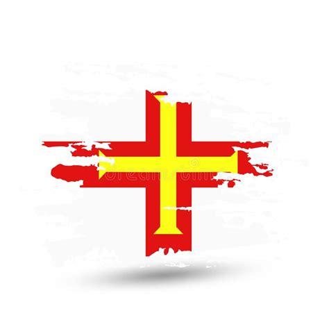 Movimiento Del Cepillo Del Grunge Con La Bandera Nacional De Guernesey