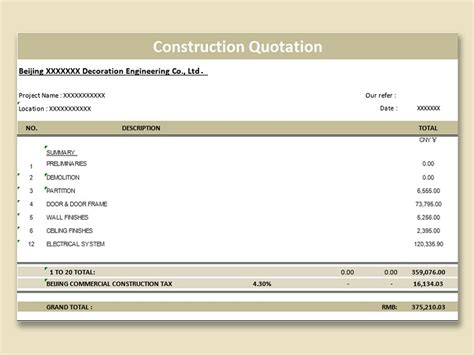 Scope Of Work Excel Template