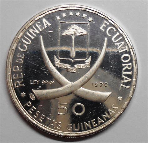 EQUATORIAL GUINEA 50 Pesetas 1970 Durer S Praying Hands AG PROOF