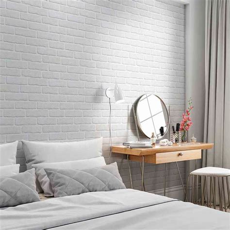 Papel De Parede Autocolante Adesivo Tijolo Branco 3d Lavável R 48 00