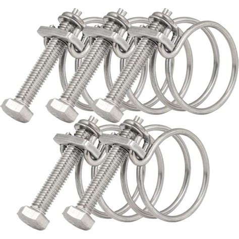 Lot De 5 Colliers De Serrage À Double Fil Réglables En Acier Inoxydable