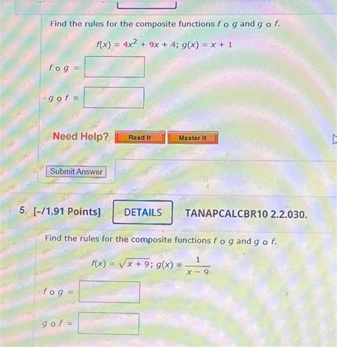 solved find the rules for the composite functions f∘g and