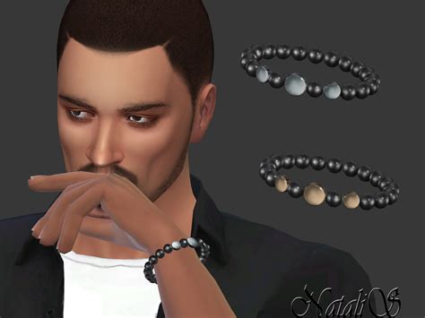 The Sims Resource Mens Black Onyx Beads Bracelet