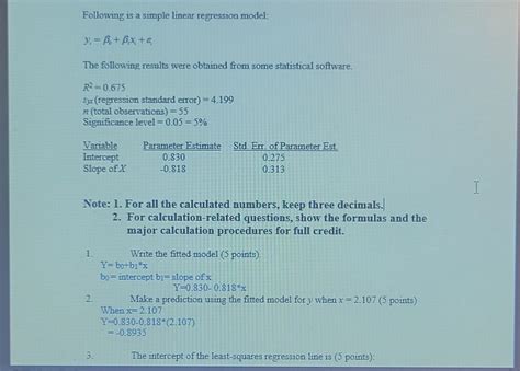 Solved Following Is A Simple Linear Regression Model Chegg