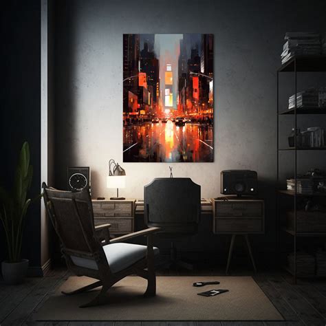 Cuadro Decorativo De Ciudad Nocturna Con Una Atmósfera Adorable