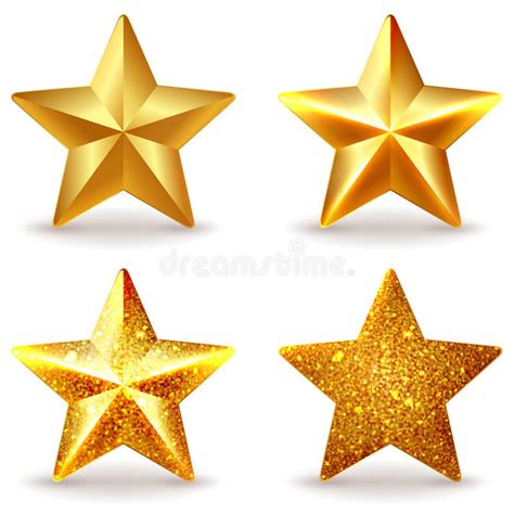 Cinco Estrellas De Oro Con El Dígito Iconos De La Estrella En Blanco