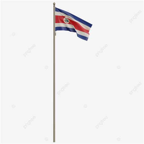 Bandera De Costa Rica Con Asta PNG Ondear La Bandera De Costa Rica