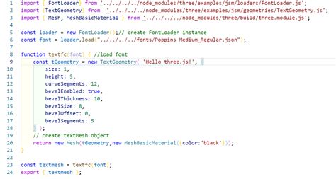 javascript creating 3d text above an object in three js stack overflow