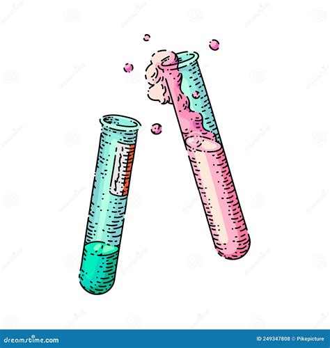 Test Tube Sketch Hand Drawn Vector Stock Vector Illustration Of