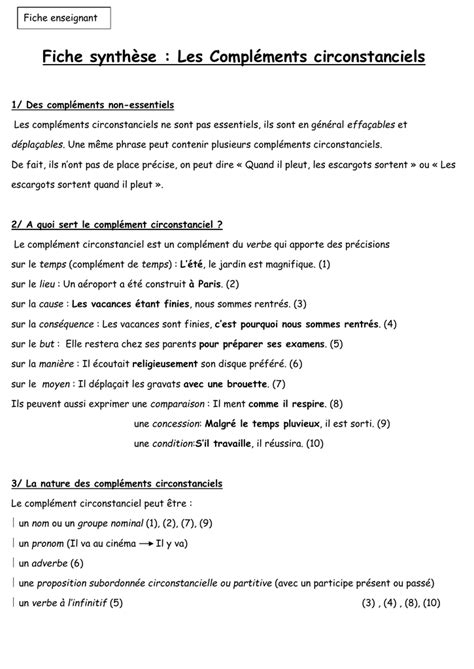 Les Compléments circonstanciels