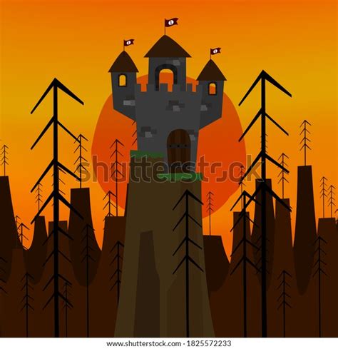 Fairytale Castle Princess Magic Kingdom Wonderland Stock Vector