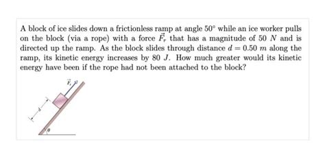 Solved A Block Of Ice Slides Down A Frictionless Ramp At Chegg