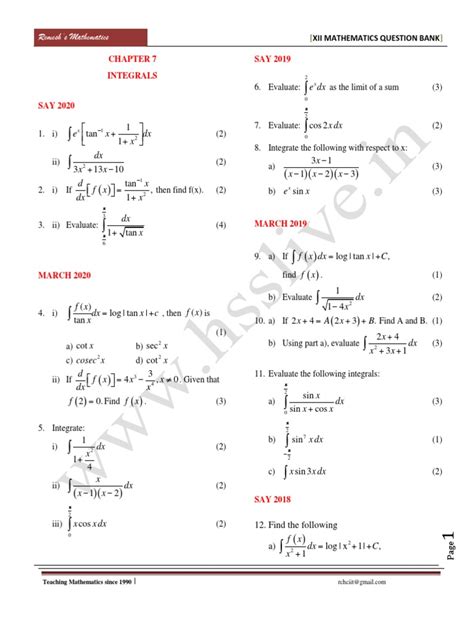 integrals pdf trigonometric functions combinatorics