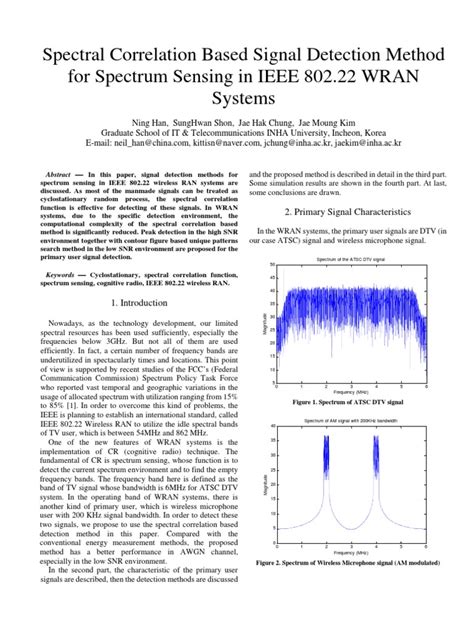 spectral correlation based signal detection method pdf spectral density bandwidth signal