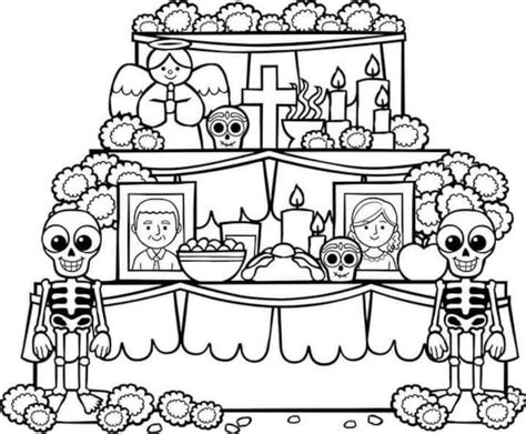 Altar De Muertos 5 Dibujos Para Colorear Imprimir Y Poner En La