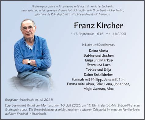 Traueranzeigen Von Franz Kircher Trauer36 De