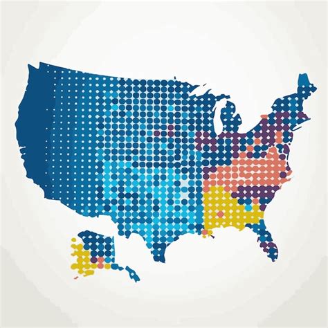 Um mapa dos estados unidos da américa uma cor azul e amarela