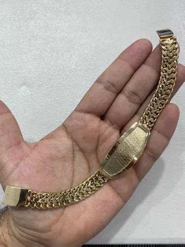 Esclava Con Placa Oro K Cubana Solida Oro Cm X Cm En Venta