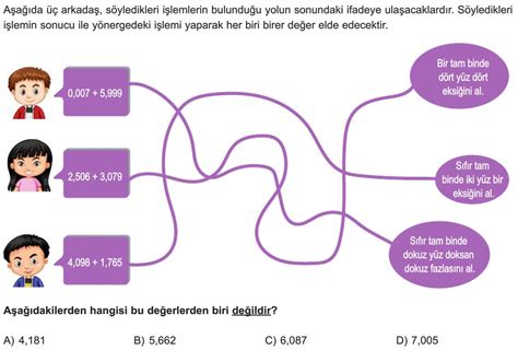Ondalık Gösterimlerle Toplama ve Çıkarma İşlemleri Test Çöz 5 Sınıf