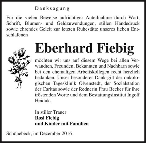 Traueranzeigen Von Eberhard Fiebig Abschied Nehmen De