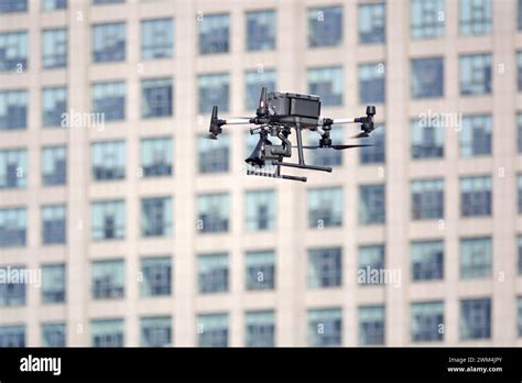 Yantai China Th Feb A Dji Police Drone Is Patrolling Over