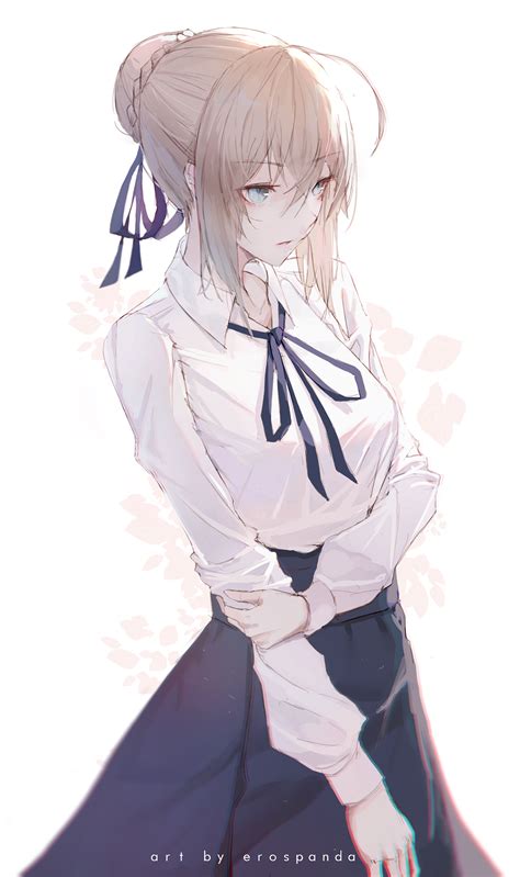 922117 Ice Artist Fall Artoria Pendragon Blond Hair Aqua Eyes Blue Skirt Fatestay