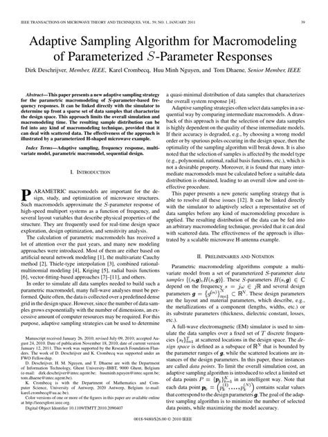 pdf adaptive sampling algorithm for macromodeling of parameterized s parameter responses
