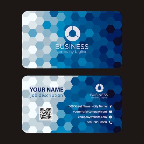 Carte De Visite Bleue Abstraite Hexagones Vecteur Premium
