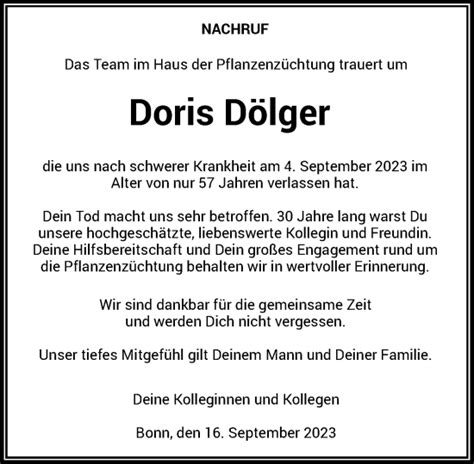 Traueranzeigen von Doris Dölger ga trauer de