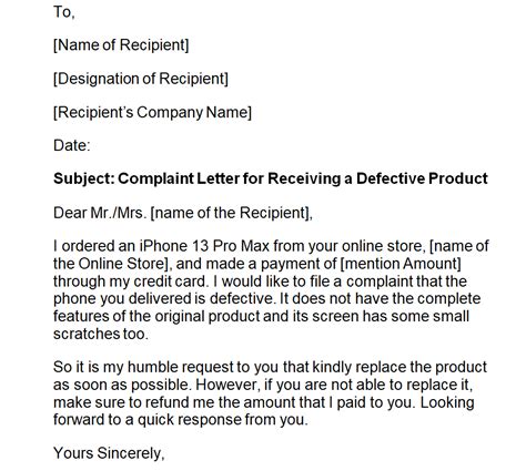 12 Formal Complaint Letter Samples Formats