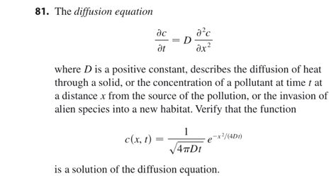 solved 81 the diffusion equation ot ох where d is a