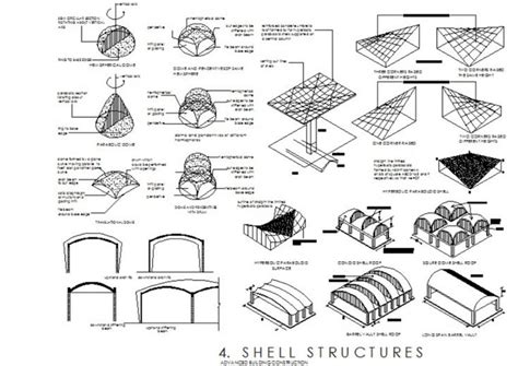 shell structures plan and section dwg file dimension detail naming detail hatching detail